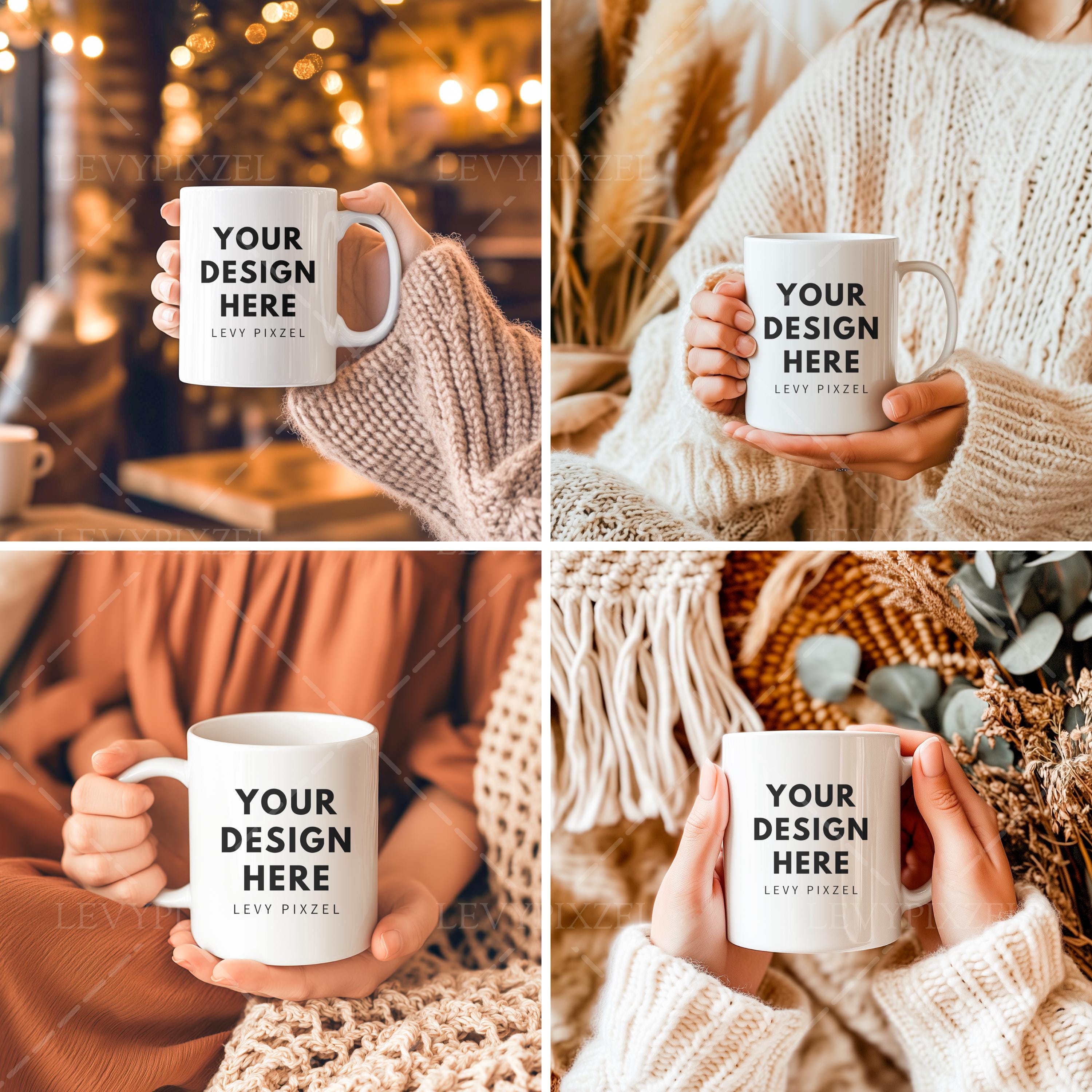 Boho Mug Mockup Bundle: 30 PNG & Canva Templates (3000x3000px), White ...