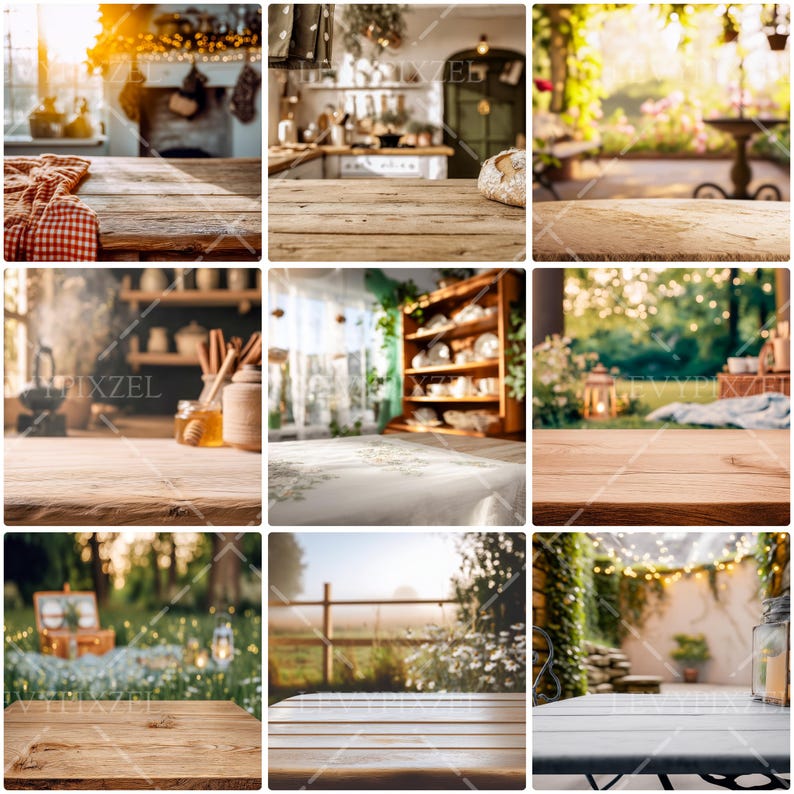 Cottagecore Mockup Backgrounds - 70 JPG, Table Background, Product ...