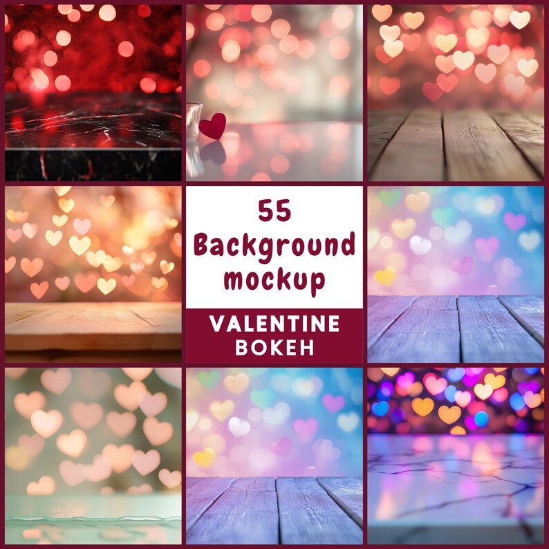 55 Valentine Bokeh Background Mockups, Table Background, Romantic ...