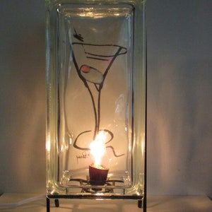 Martini Lighted Glass Block Light, Mancave Gift, Retro Martini Bar Lamp ...
