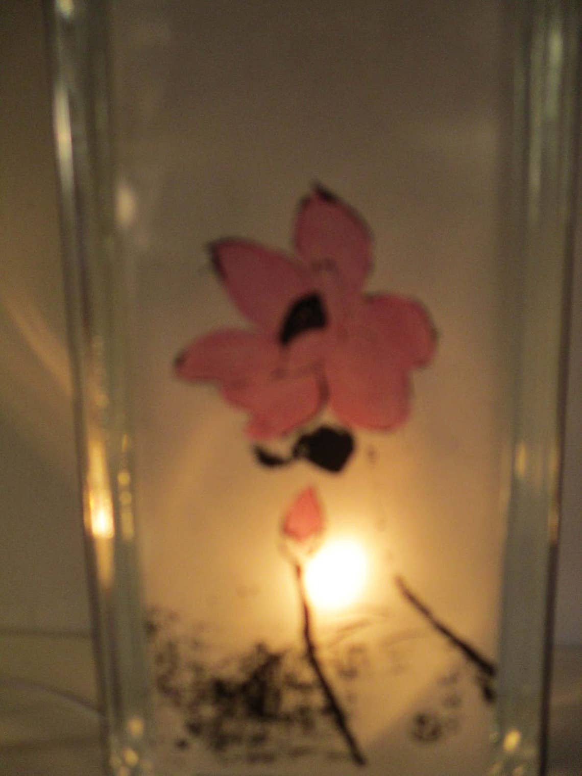 Lotus Lighted Glass Block, Zen Decor, Tropical Decor, Upcycled Retro ...