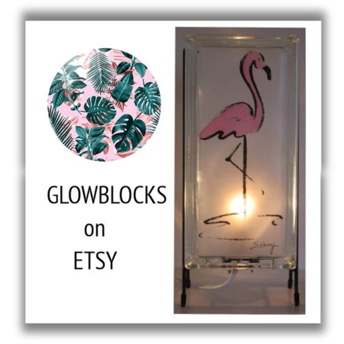 Pink Flamingo Lighted Glass Block Upcycled Retro Glassblock - Etsy