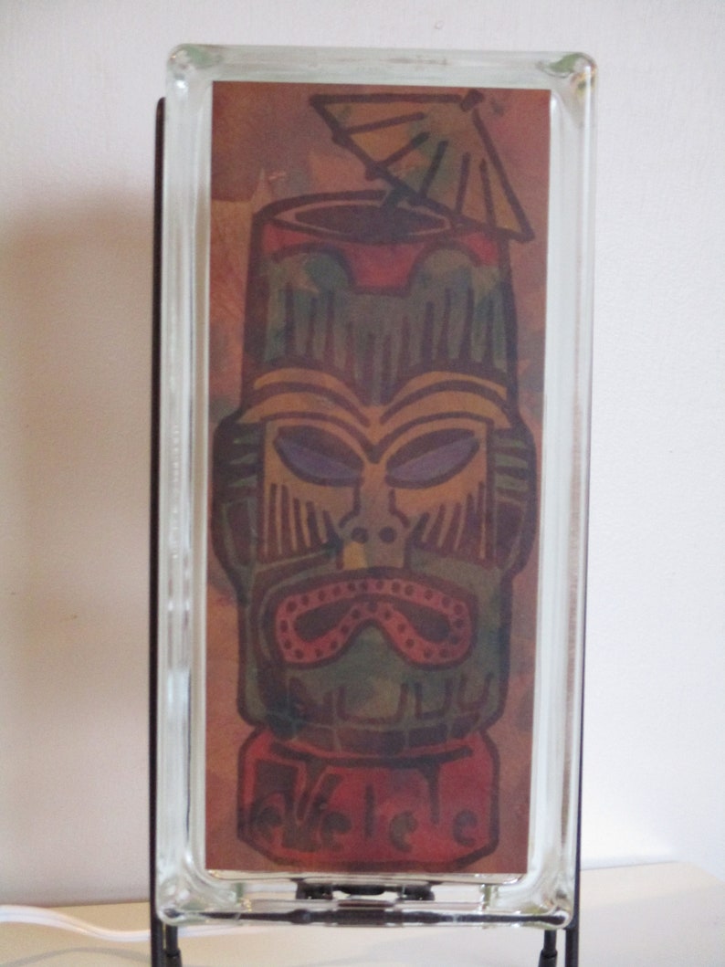 Tiki Bar Light Hawaiian Decor Upcycled Glass Block Tiki Lamp - Etsy