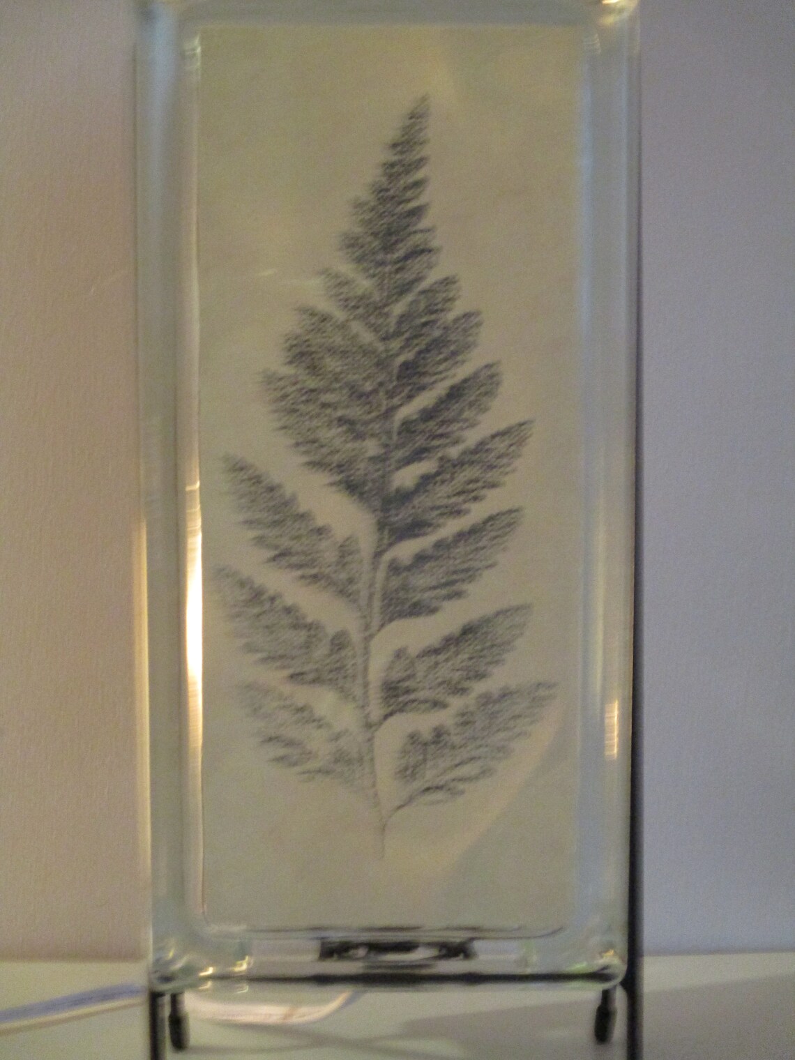 Fern Leaf Lamp Upcycled Glass Block Retro Fern Nightlight | Etsy