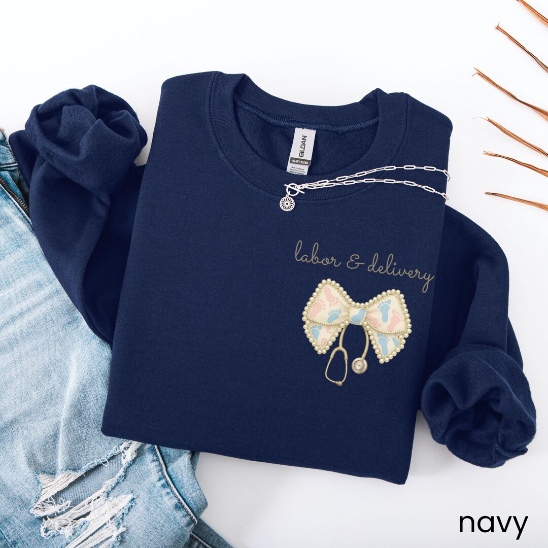 Labor and Delivery Nurse Cute Coquette Sweatshirt, Pearl Bow ...