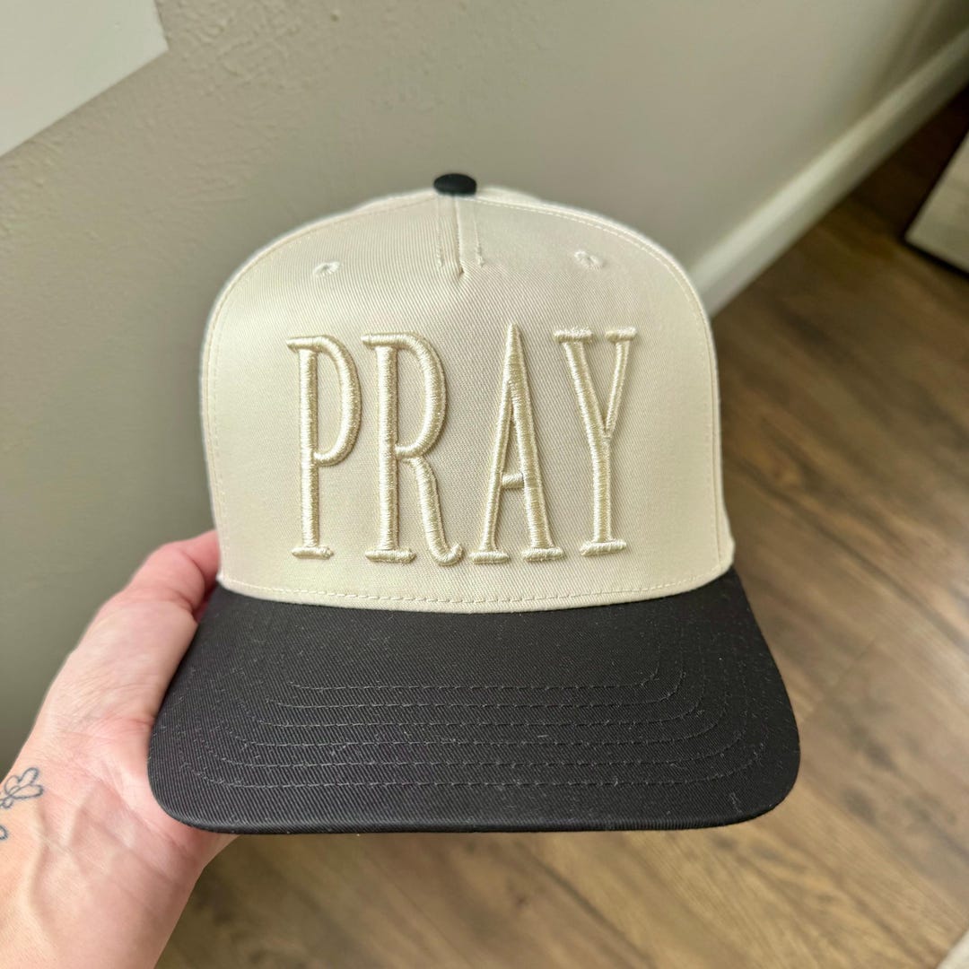 Monochromatic Puff Embroidered PRAY Hat | Christian Trucker Hat ...