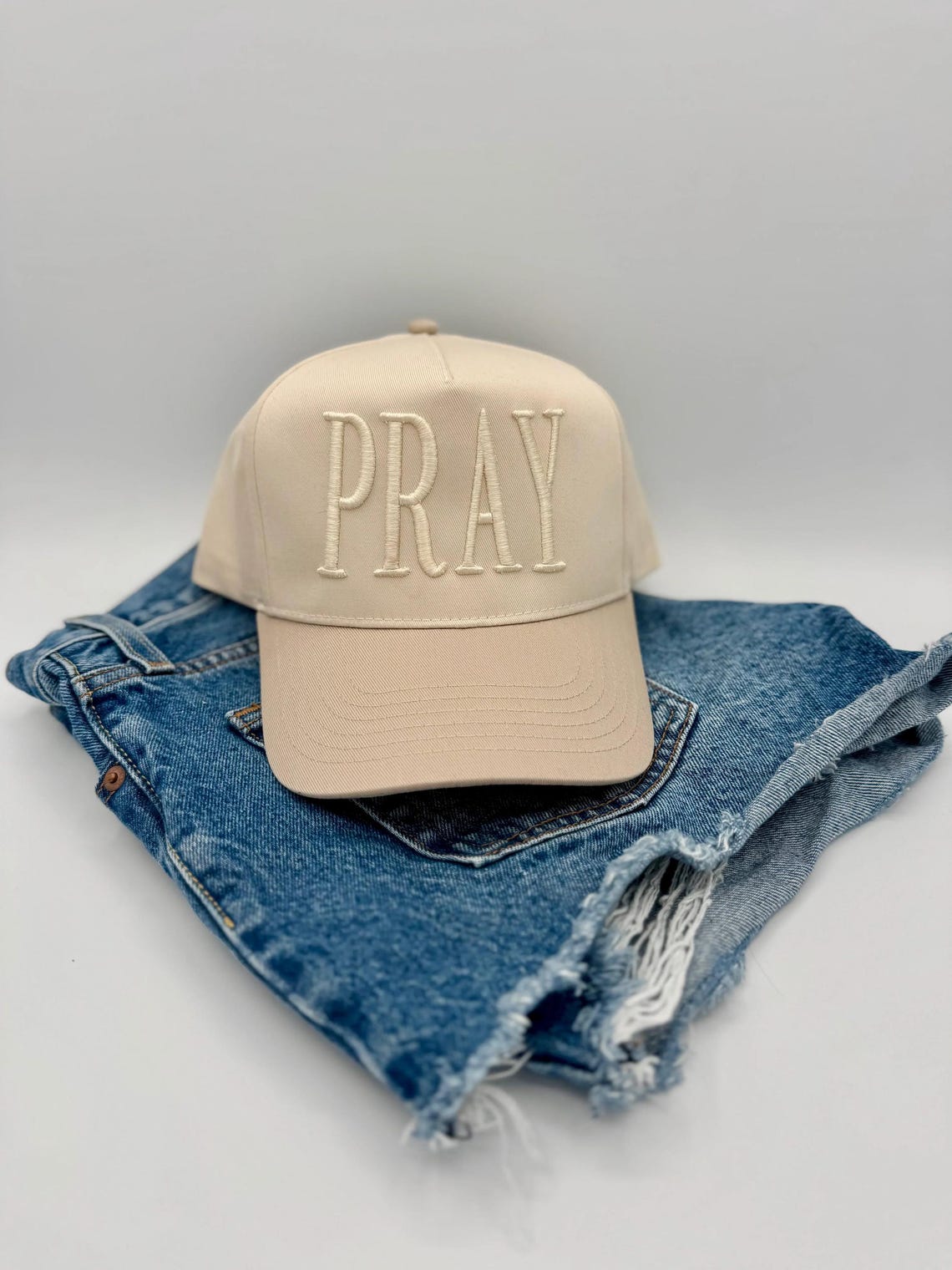 Monochromatic Puff Embroidered PRAY Hat | Christian Trucker Hat ...
