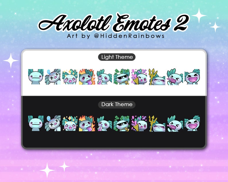 Mint Axolotl Twitch Emotes SET 2 / Emote Set, Streaming, Youtube ...