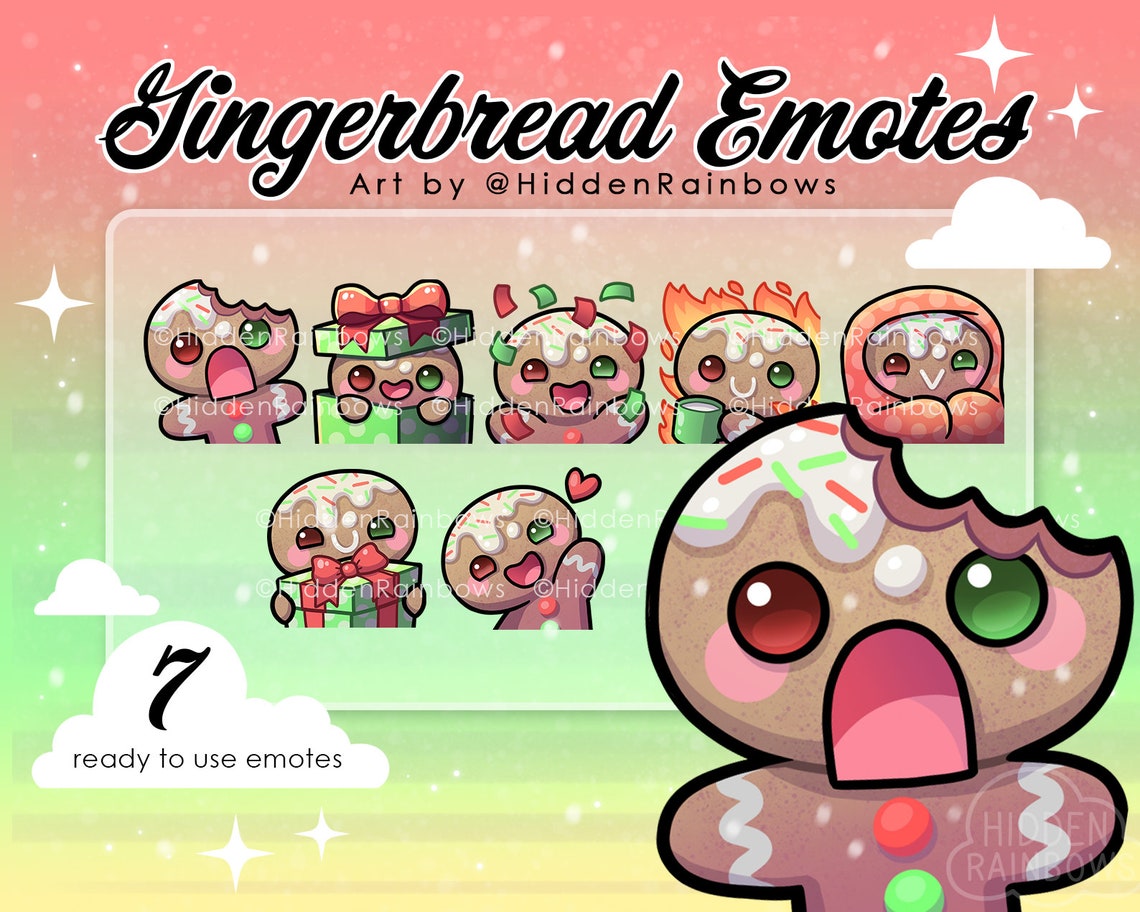 Gingerbread Christmas Twitch Emotes/ Emote Set/ Xmas Cute Emoji Pack ...