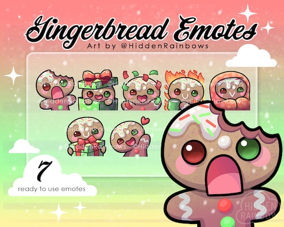 Gingerbread Christmas Twitch Emotes/ Emote Set/ Xmas Cute - Etsy
