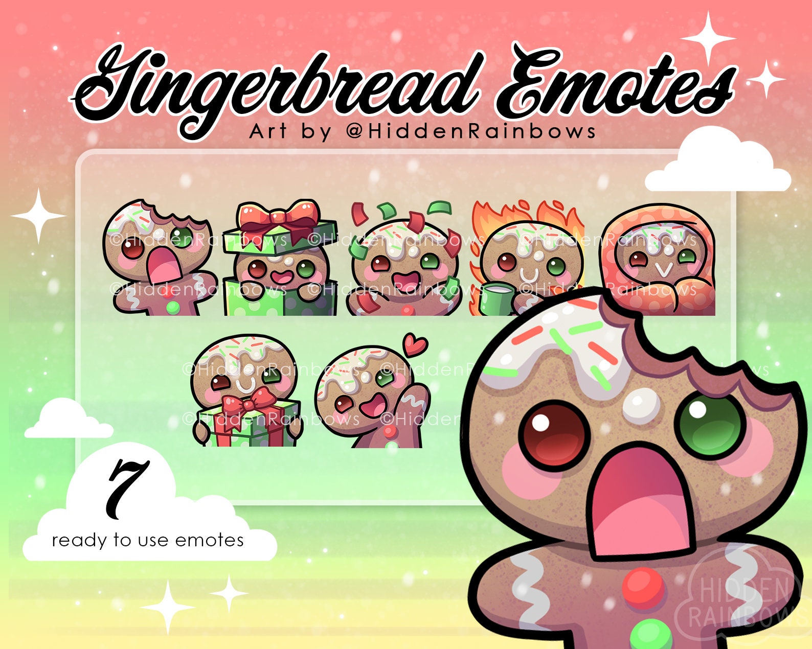Gingerbread Christmas Twitch Emotes/ Emote Set/ Xmas Cute Emoji Pack ...