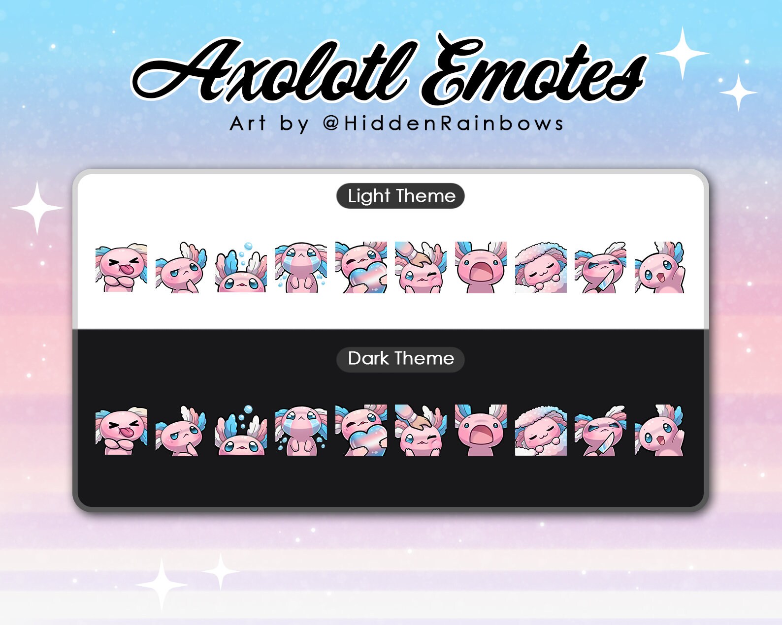 Transgender Pride Axolotl Twitch Emotes/ Emote Set/ Streaming, Youtube ...