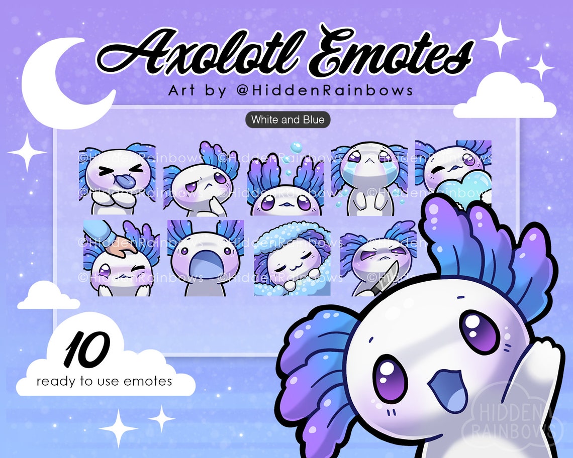 Blue Axolotl Twitch Emotes/ Emote Set/ Streaming Youtube - Etsy Singapore