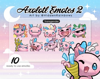 Blue Axolotl Twitch Emotes/ Emote Set/ Streaming, Youtube, Facebook ...