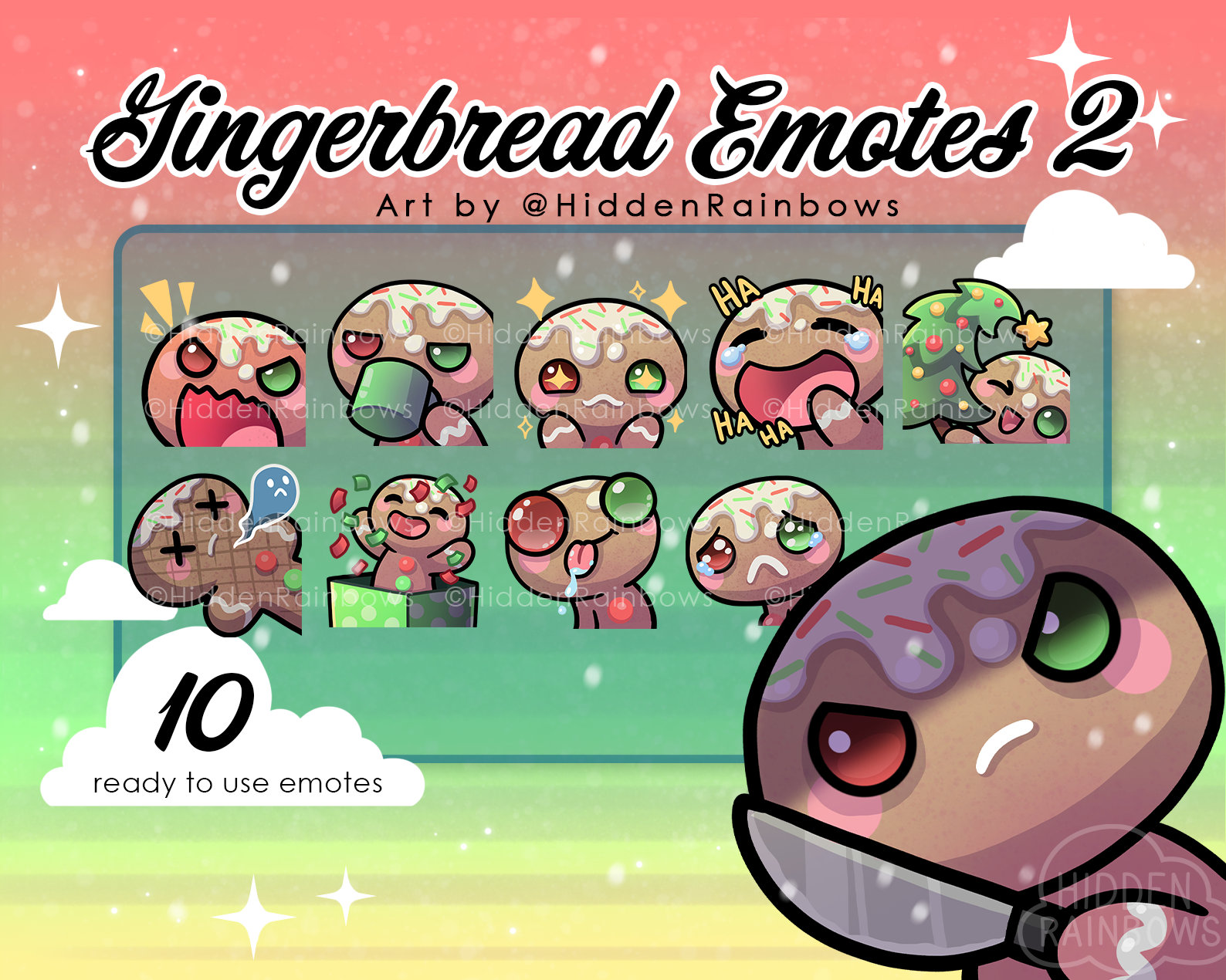 Gingerbread SET 2 Christmas Twitch Emotes/ Emote Set/ Xmas - Etsy