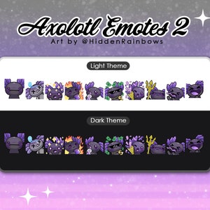 Purple Axolotl Twitch Emotes SET 2 / Emote Set, Streaming, Youtube ...
