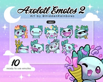 Blue Axolotl Twitch Emotes/ Emote Set/ Streaming, Youtube, Facebook ...