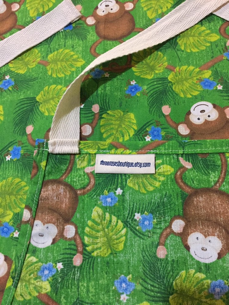 Toddler Monkey Full Apron Full Childrens Apron Green Monkey - Etsy