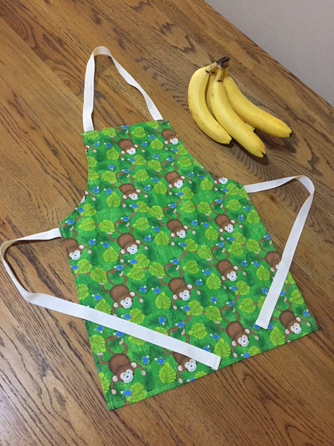 Toddler Monkey Full Apron Full Childrens Apron Green Monkey - Etsy