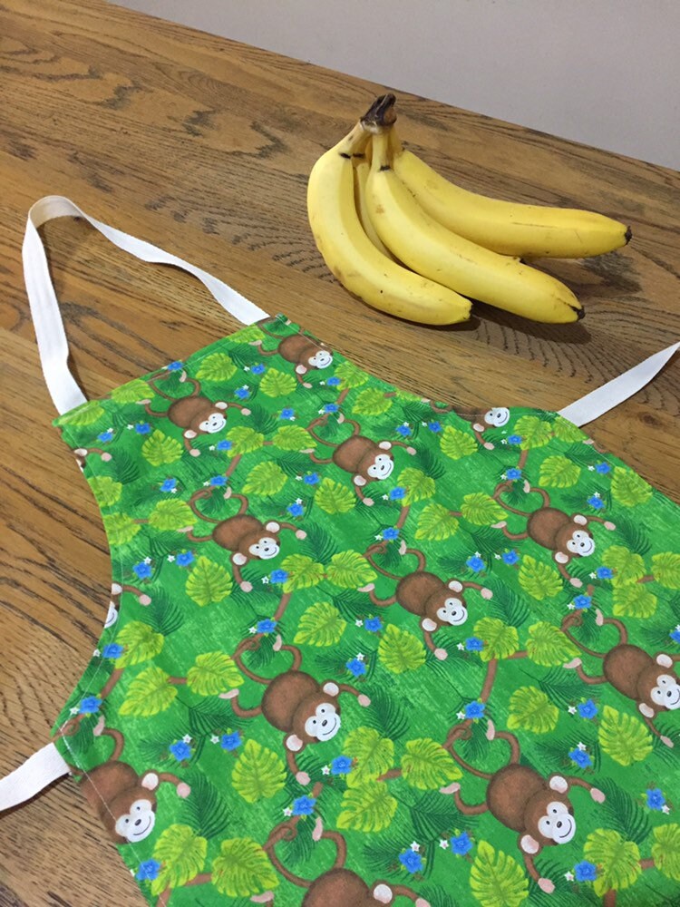 Toddler Monkey Full Apron Full Childrens Apron Green Monkey - Etsy