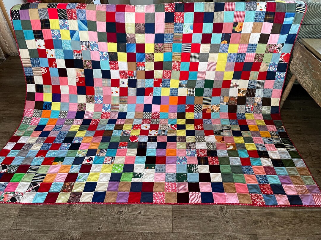 Scrappy Squares Vintage Quilt 78”x90” - Etsy