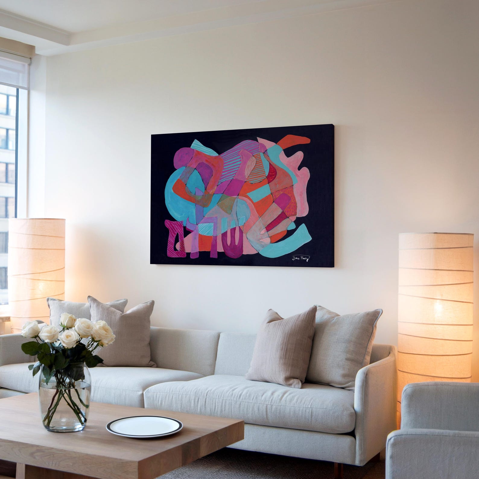 Shalom Acrylic Painting on Stretched Canvas – Hebrew Peace Abstract ...