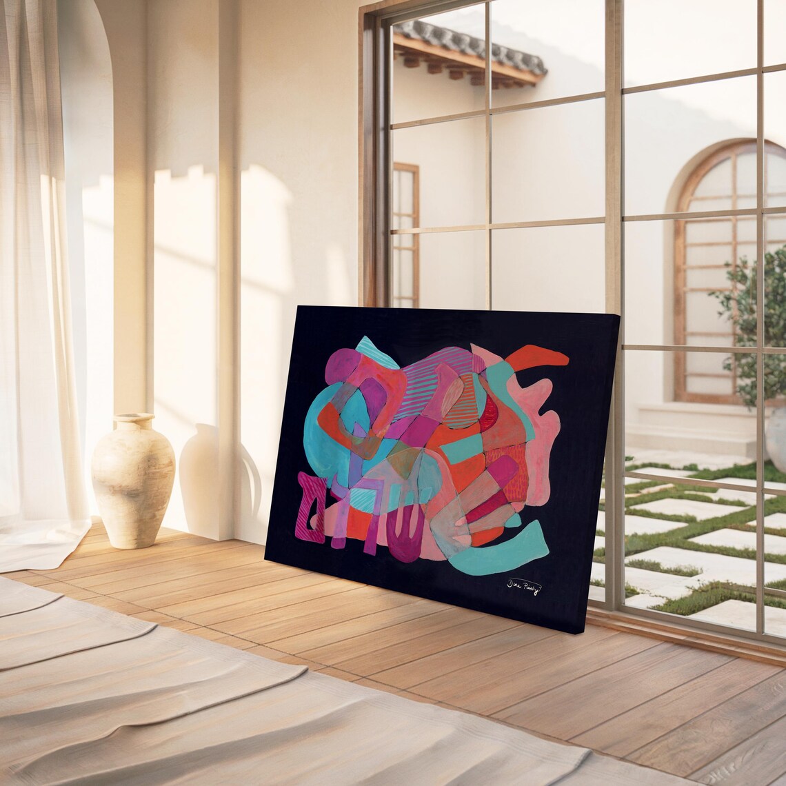 Shalom Acrylic Painting on Stretched Canvas – Hebrew Peace Abstract ...