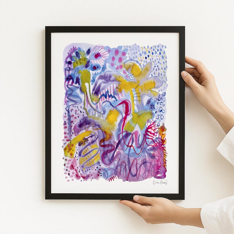 Abstract Fine Art Print: Mixed Media Purple, Magenta, and Gold - Etsy