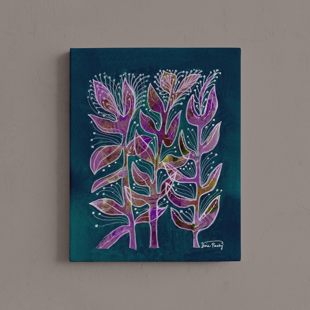Acrylic Print Abstract Floral Wall Art on Stretched Canvas - Etsy