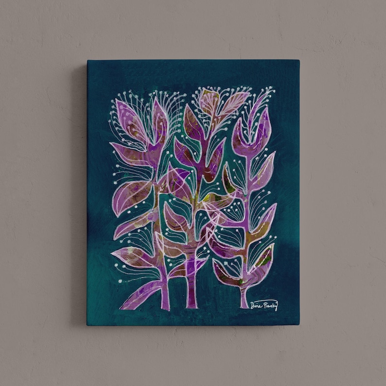 Acrylic Print Abstract Floral Wall Art on Stretched Canvas - Etsy