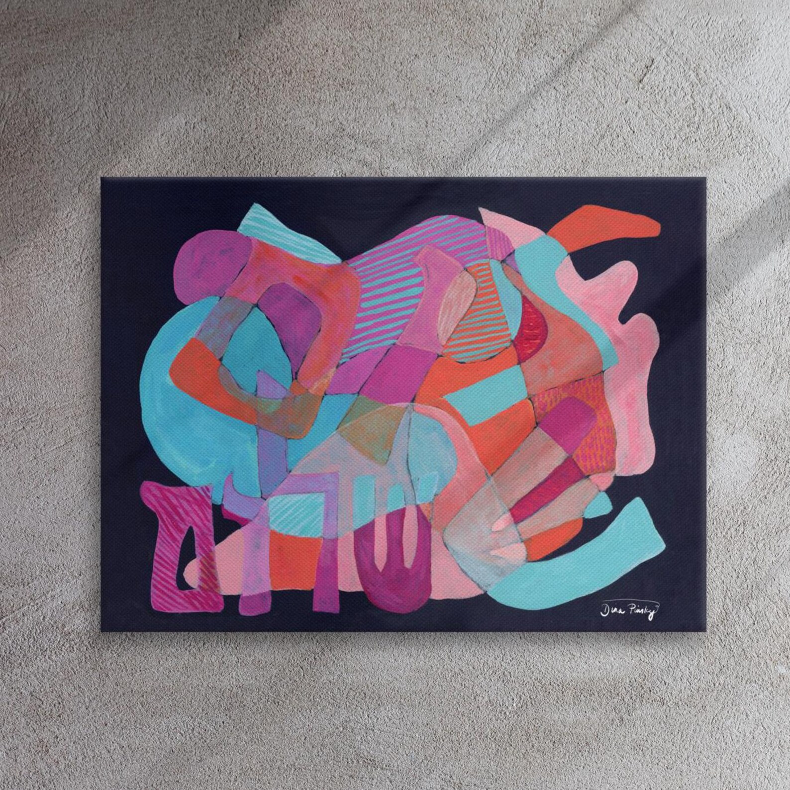 Shalom Acrylic Painting on Stretched Canvas – Hebrew Peace Abstract ...