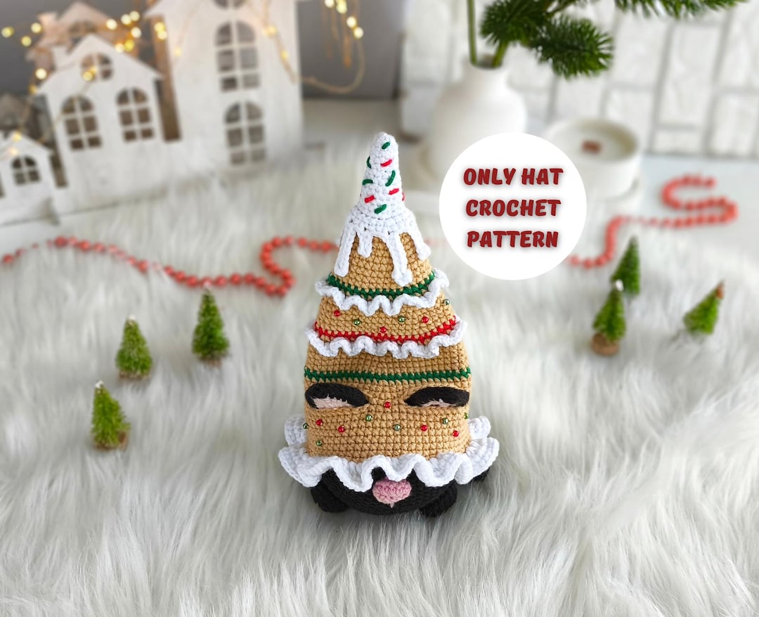 Only Gingerbread Hat Crochet Pattern for Cat and Dog Christmas Gnome NO ...