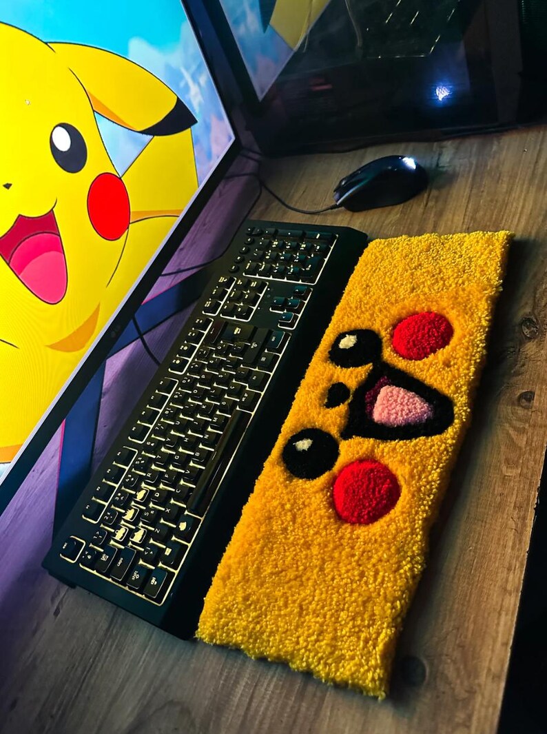 Pikachu Keyboard Tufted Design Rug , Handmade Fluffy , Keyboard Rug ...