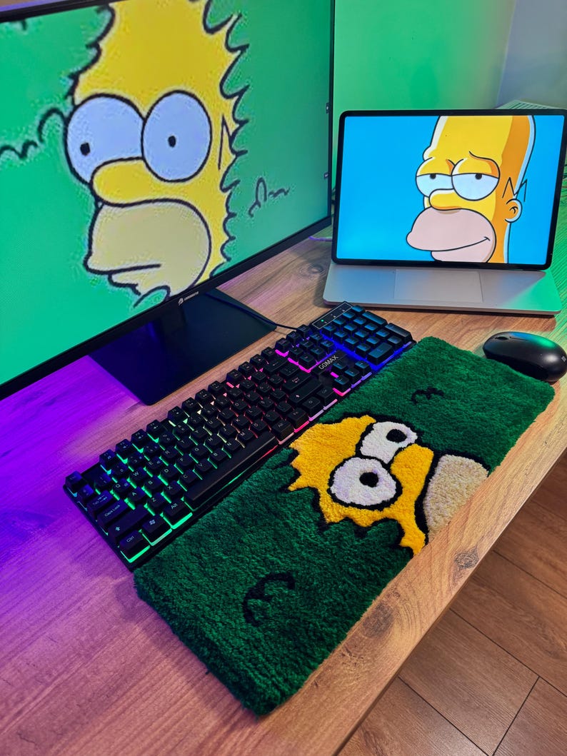 Homer Simpsons Keyboard Tufted Design Rug , Handmade Fluffy , Keyboard ...