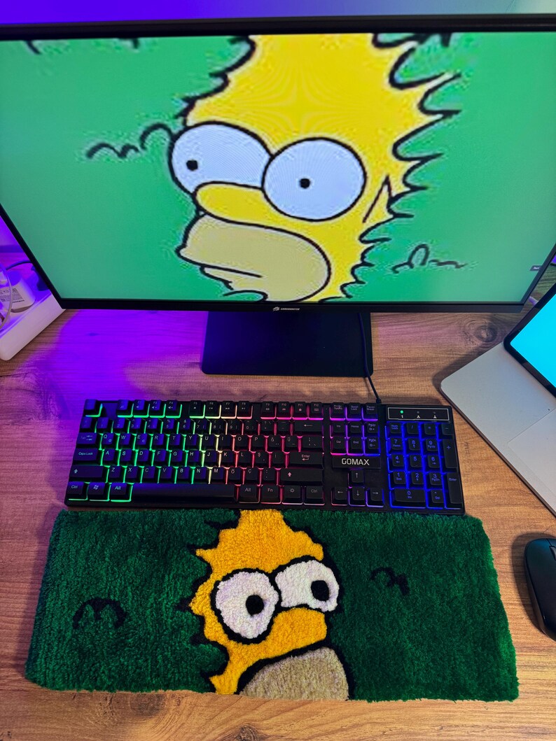 Homer Simpsons Keyboard Tufted Design Rug , Handmade Fluffy , Keyboard ...