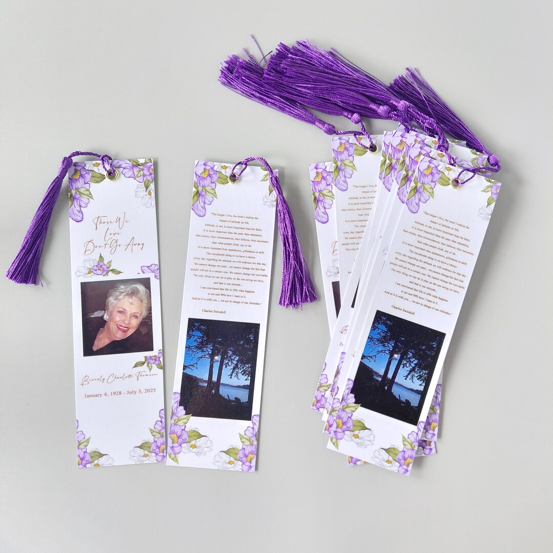 Celebration of Life Bookmarks, Funeral Printed Bookmarks, Memorial ...