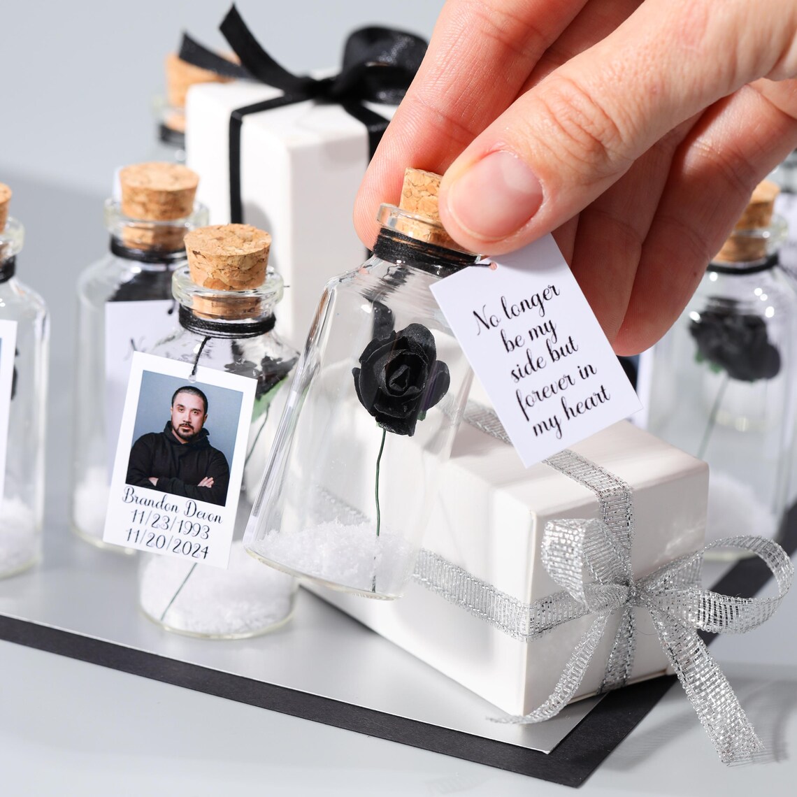 Memorial Favors With Forever Rose, Custom Funeral Photo Favors ...
