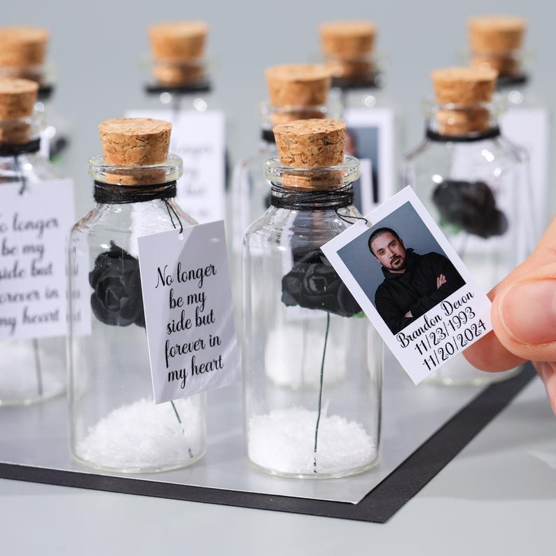 Personalized Funeral Favors Bottles With Tag, Memorial Favors, Funeral ...