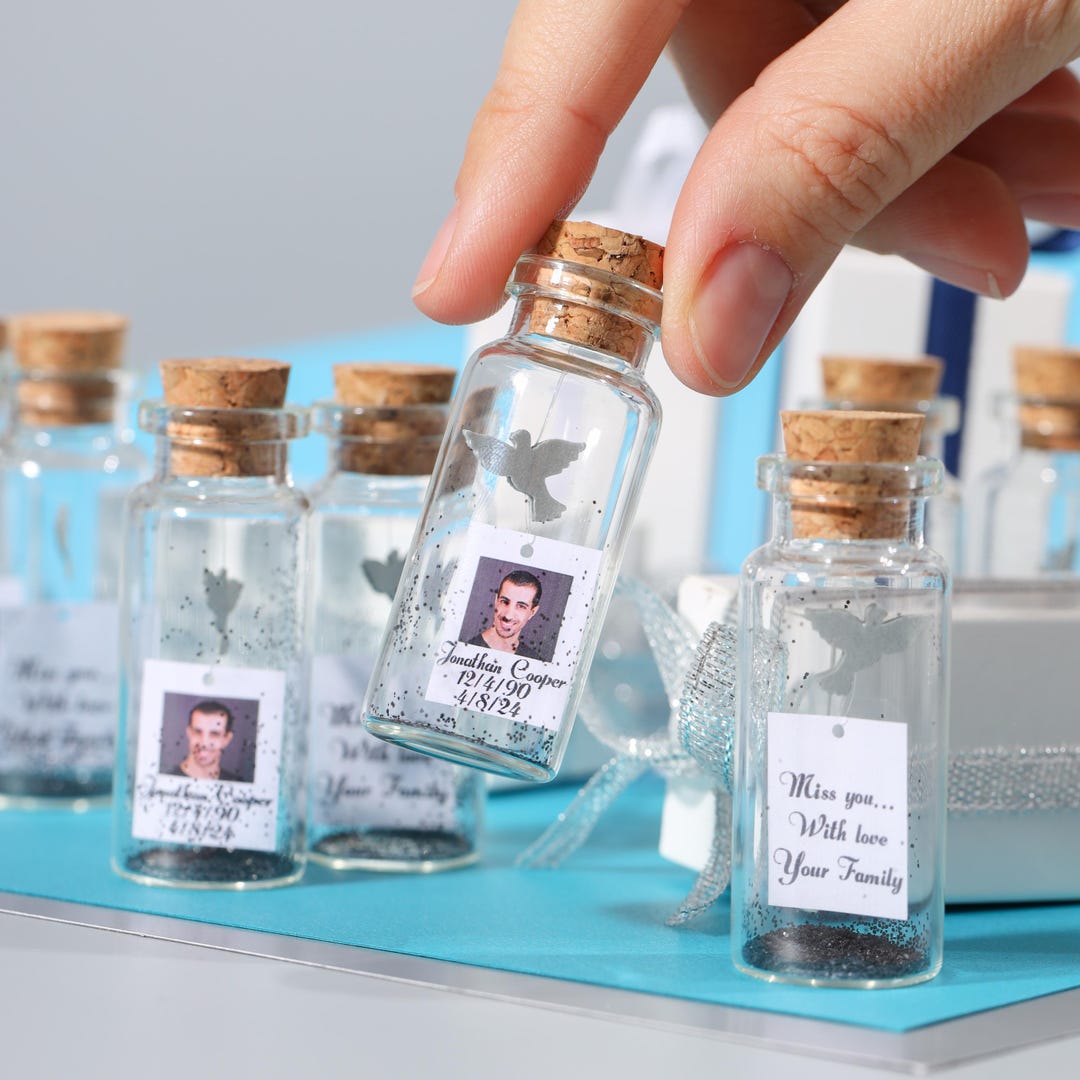 Personalized Funeral Favors in Bulk With Photo and Paper Dove in Bottle ...