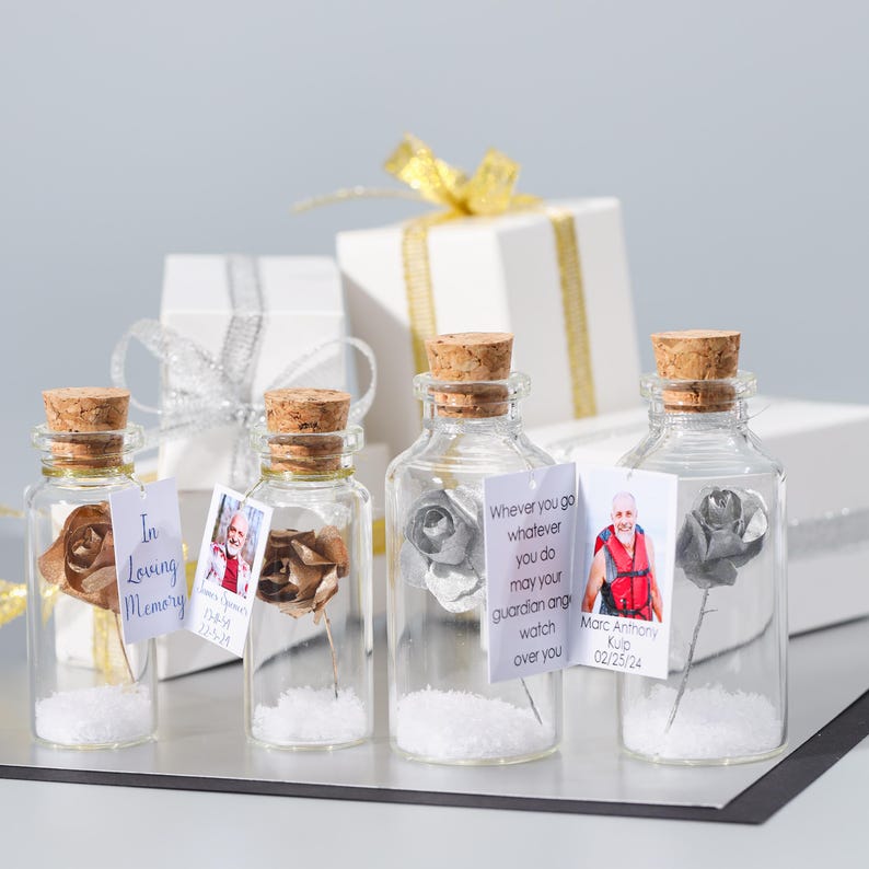 Personalized Funeral Favors Bottles With Tag, Memorial Favors in Bulk ...