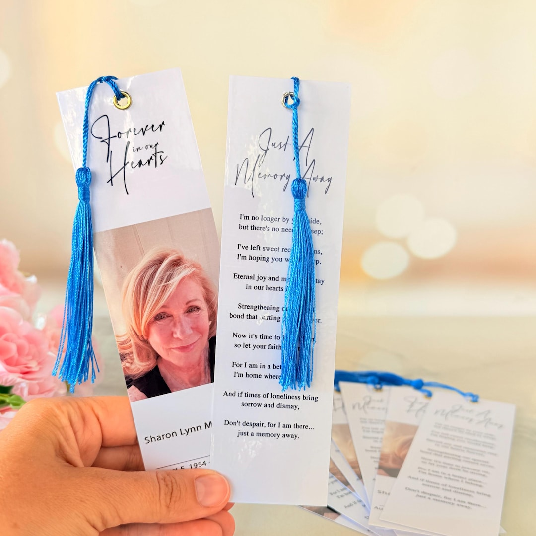 Custom Memorial Bookmarks Set, Celebration of Life Bookmarks, Funeral ...