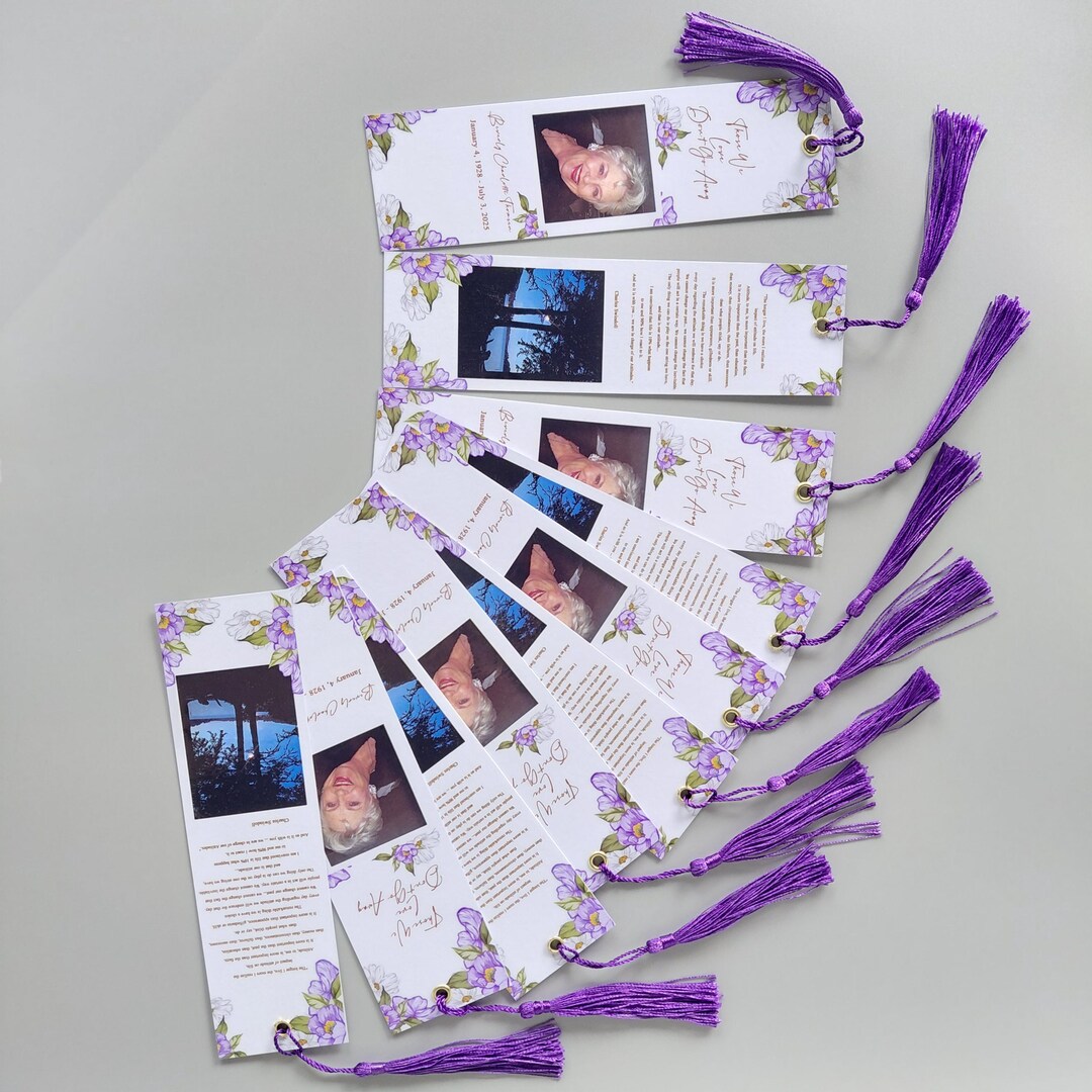 Celebration of Life Bookmarks, Obituary Card, Funeral Printed Bookmarks ...