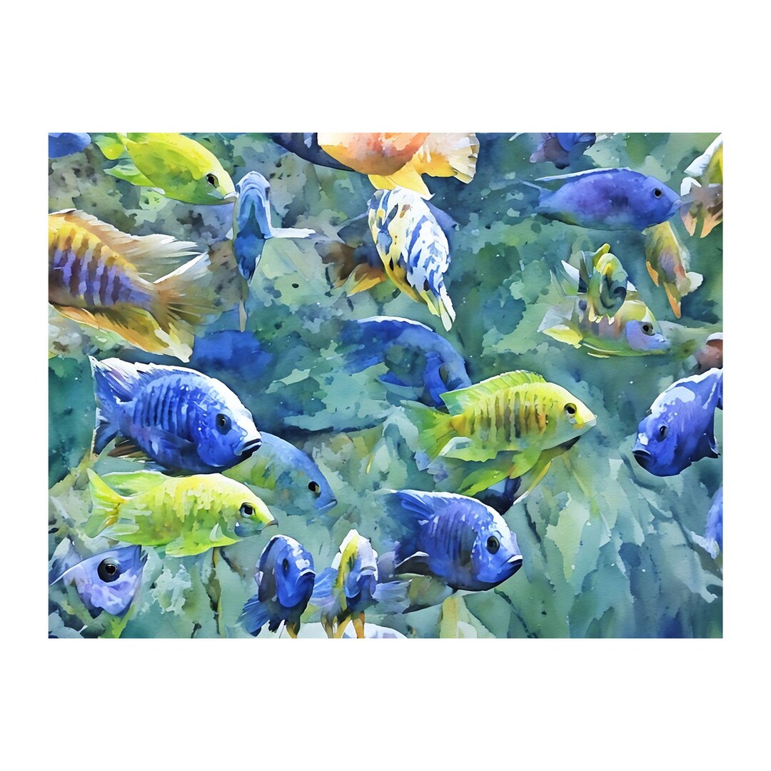 African Cichlids Fish Swimming Wall Art Digital Download - Etsy