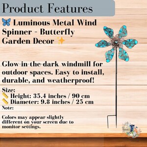 Luminous Metal Wind Spinner – Butterfly Garden Decor, Glow-in-the-dark Windmill for Outdoor ...