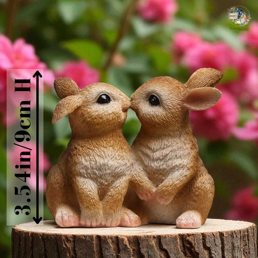 Resin Bunny Rabbits Statue: Whimsical Garden Decor, 3.54" - Etsy