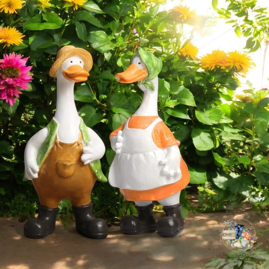 Resin Duck Figurine Set – Rustic American Style Yard Decor (2pcs) - Etsy
