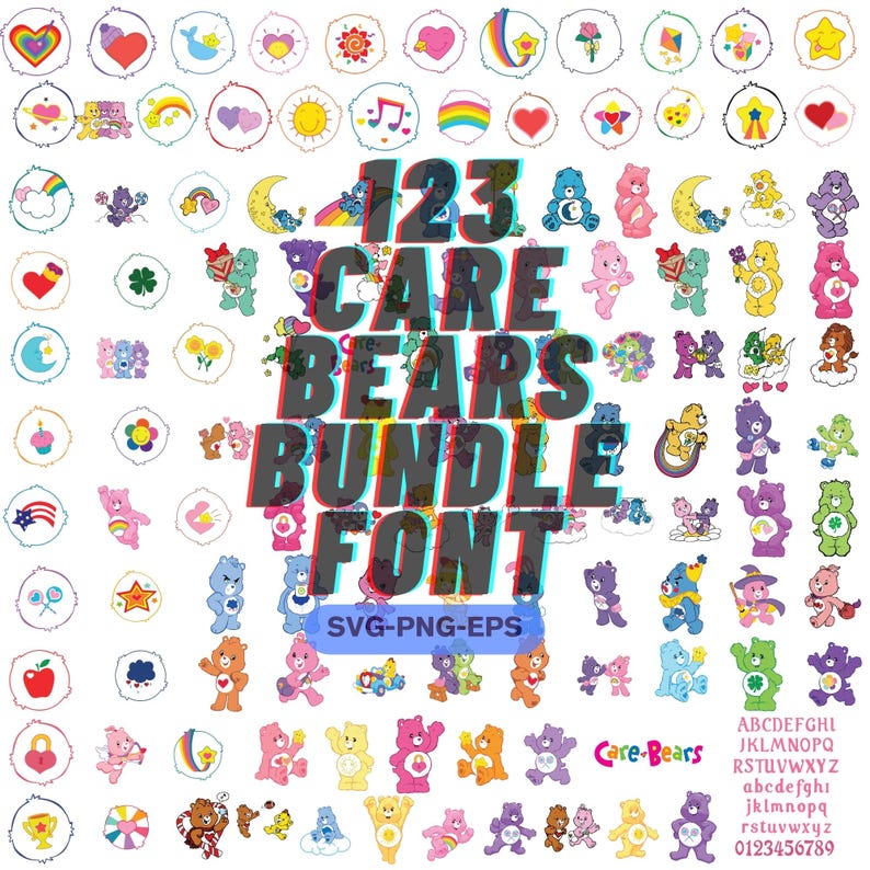 123 Care Bears Svg Bundle, Layered Design, Vector Files,svg for Cricut ...