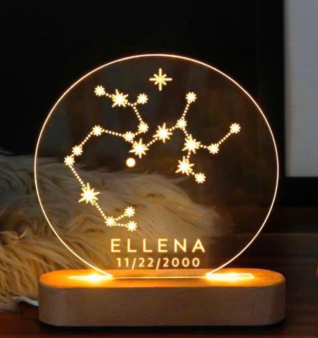 Custom Name Light Night Gift, Custom Birth Month, Mini Sign Custom by ...