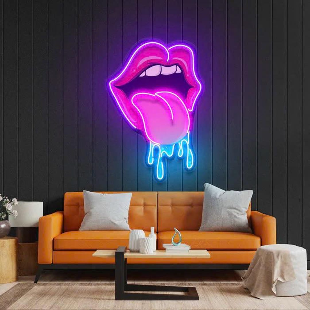 Lips Dripping Led Neon Acrylic Artwork - Etsy