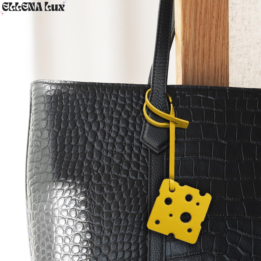 Handmade Leather Cheese Bag Charm: Yellow Leather Keychain - Etsy